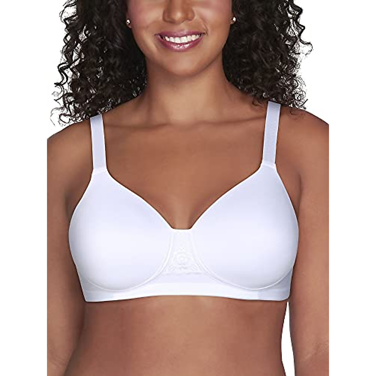 Vanity Fair Womens Full Figure Beauty Back Smoothing Bra, 4-way Stretch Fabric, Lightly Lined Cups Up To H Bra, Wirefree - White, 40D US