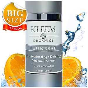 Organic Vitamin C Serum for Face with Hyaluronic Acid - Best Anti Wrinkle Facial Serum to Reduce Wrinkles, Dark Spots & Sun Damage - Anti Aging Brightening Vitamin C Face Serum for Women & Men -1.7 Oz
