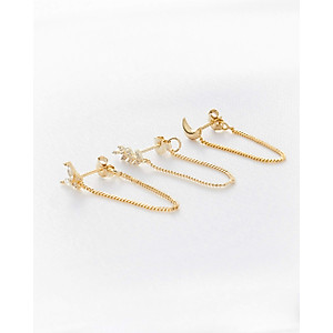 MILLA Silver & Gold Chain Earrings for Women - 14K Gold Butterfly Earrings for Women & More Trendy Earrings Styles - Comfortable Cute Earrings Aesthetic Jewelry (14K Gold Plated/CZ Butterfly)