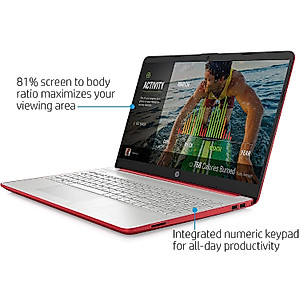 HP Pavilion 15 15.6-inch HD Laptop - Intel Pentium Processor - 8GB DDR4 - 128GB SSD - Webcam - USB-C - HDM - WiFi - Windows 10 S - Scarlet Red - TiTac Accessory (Renewed)