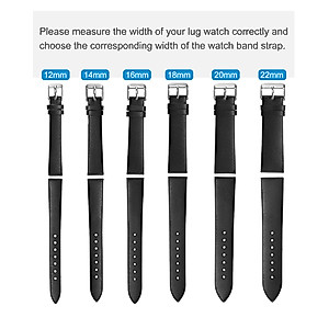 uxcell Black Genuine Leather Band 12mm Width, Flat Thin Elegant Leather Watch Strap for Women