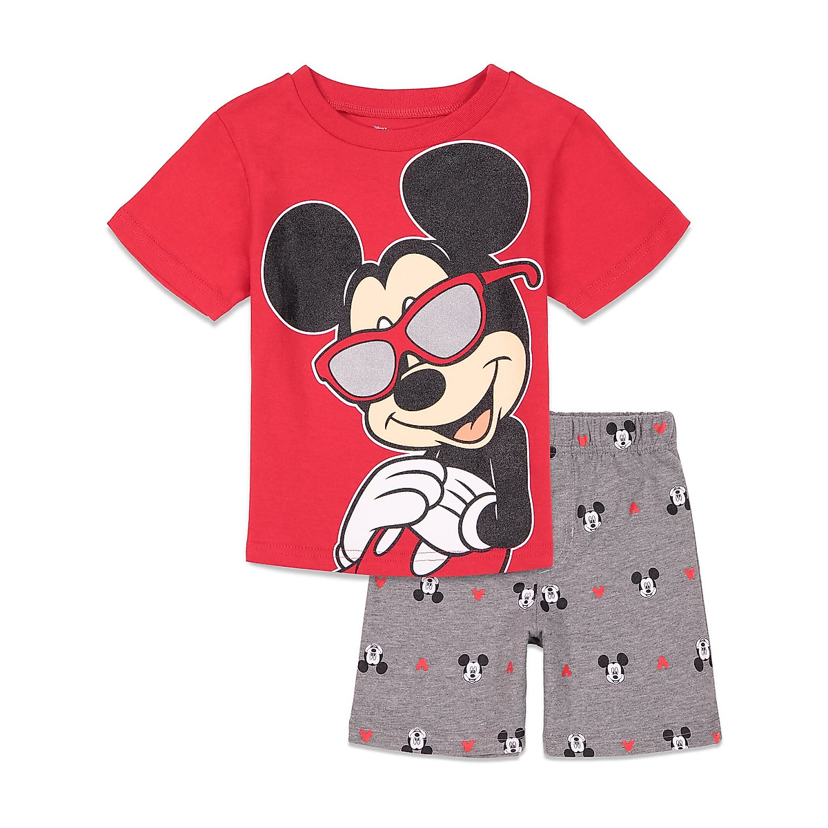 Disney Mickey Mouse Toddler Boys T-Shirt and Shorts Outfit Set Gray/Red 3T