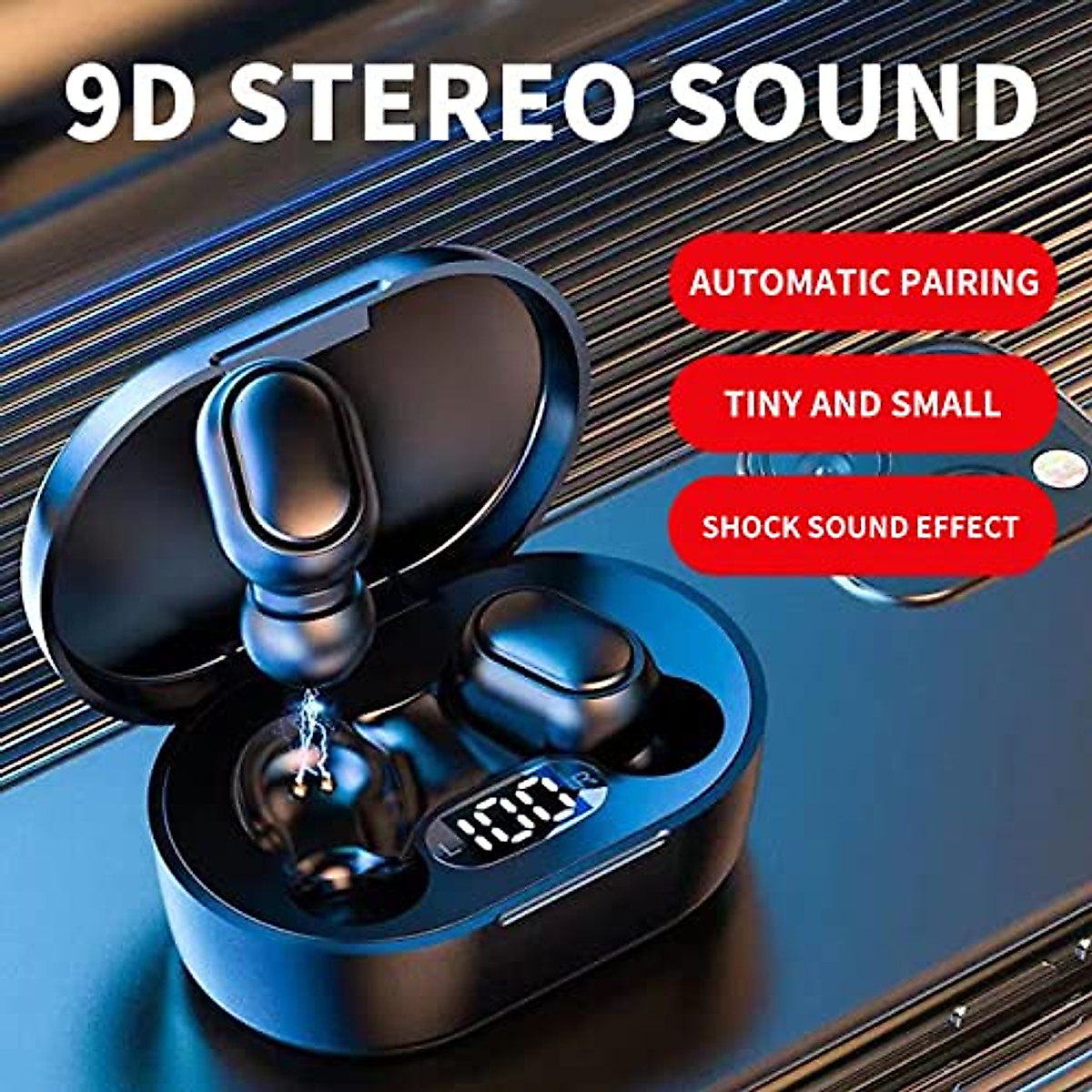 Anmery Wireless Earbuds with Wireless Charging Case Wireless Bluetooth 5.2 in Ear Built-in Microphone with Mic Noise Cancelling Headphones Premium Sound for Sports