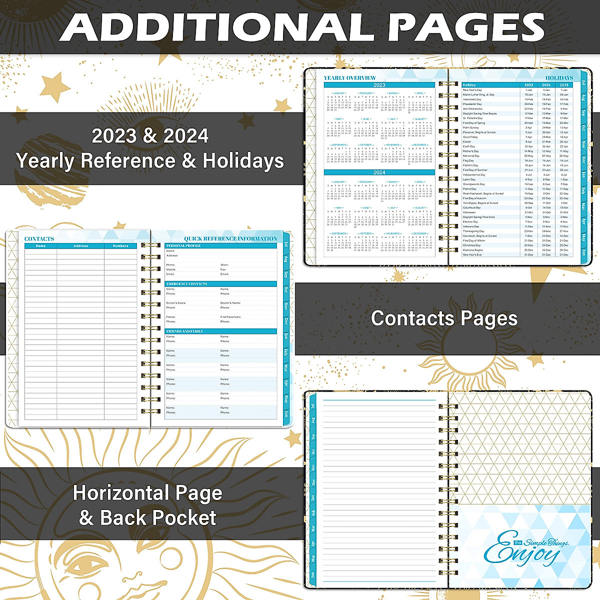 Planner 2023-2024 - Academic Planner 2023-2024, Jul 2023 - Jun 2024, 2023-2024 Planner Weekly and Monthly with Tabs, 6.1" x 8.7", Hardcover with Back Pocket + Thick Paper + Twin-Wire Binding, Daily Organizer - Black