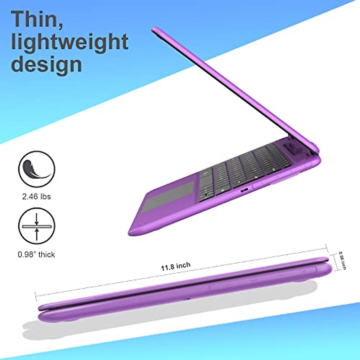 AWOW Touchscreen Laptop with Stylus, 2 in 1 11.6" FHD Purple Intel 4 Core Celeron N4120 Processor Windows 11 OS 6GB RAM 256GB M.2 SSD Storage Kids Convertible Laptop