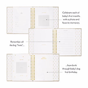 Sugar Paper Baby Keepsake Book - Memory Book from Pregnancy to First Year - Milestone Journal with Pocket Storage - Baby Shower Idea - Gender Neutral Gift - Cloth Hardcover - Mist Green