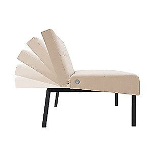 Panana Convertible Sofa Bed, Small Couch Sleeper Linen Upholstered Home Recliner Reclinening Daybed Guest Bed Couch for Living Room Apartment Dorm Bonus Room (Without Drinks Holder, Beige)