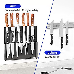 AITEE Acrylic Knife Holder for Wall, Clear Knife Block With Protection Shield for Kitchen Multifunctional Storage, Double-Layer Dust-Proof Storage Knife Holder for Knife Organize and Storage