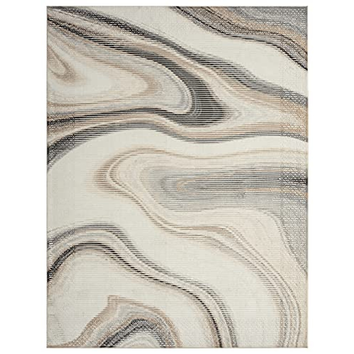 VCNY Home Charisma | Myron Collection | Abstract Marble Soft Low Pile Indoor Area Rug, 8' x 10', Cream