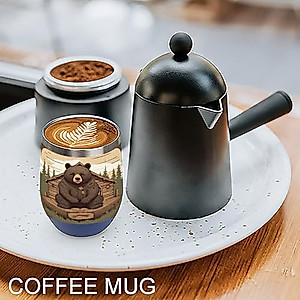 WYUSPGK 304 Stainless Steel Insulated Cup, Rustic Lodge Bear Print Smooth Rim, Durable & Reusable - Perfect for Office, Home, And Travel