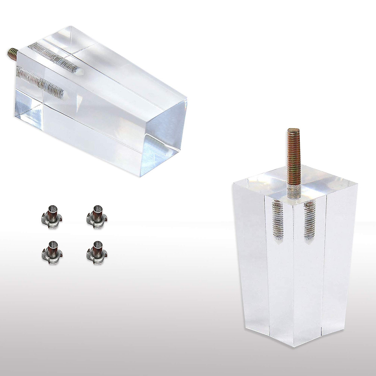 Nutan, 5” Square Acrylic Legs, Great and Sturdy Replacement for Sofas, Chairs and Tables, Set of 4.