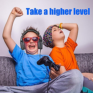 Gaming Headset for Xbox with Mic, OPPSK Gaming Headset for PS4, PC Surround Sound Over-Ear Headphones Compatible with Noise Canceling, LED Light, Soft Memory Earmuffs, Volume Control