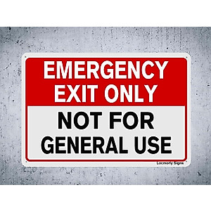 Locmorly Emergency Exit Only Not for General Use Sign, 8x12 Inch, No Trespassing Aluminum Sign