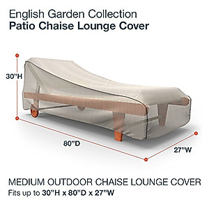 Budge P2A02PM1 English Garden Patio Chaise Lounge Chair Cover Heavy Duty and Waterproof, Medium, Tan Tweed