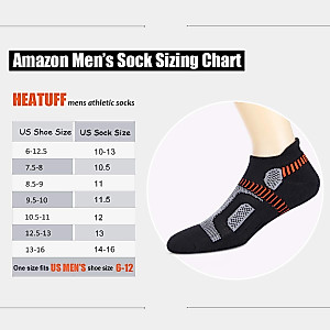 Heatuff Mens Athletic Ankle Socks Moisture Wicking Cushion Running Low Cut Sock 6 Pack