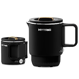 HYTRIC Travel Electric Kettle, 650ML Foldable Small Kettle, Portable Water Kettle with Dual Power Control, Collapsible Stainless Steel Water Boiler, Auto Shutoff & Boil Dry Protection, BPA-Free