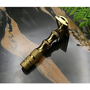 Gold ~ Double Edge Safety Razor ~ 50 Razor Blades - Razor Meister Prime Safety Razor Shaving Kit for Men - Safety Razor Leather Case - German Stainless Steel 24K Gold - Mild