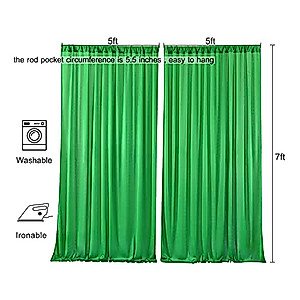 10ft x 7ft Green Backdrop Curtain for Parties Green Wrinkle Free Backdrop Drapes Panels for Baby Shower Birthday Party Photo Photography Photoshoot Polyester Fabric Background Decoration