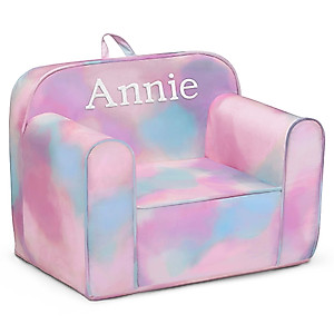 Delta Children Personalized Cozee Chair – Customize with Name – Foam Kids Chair for Ages 18 Months and Up, Tie Dye