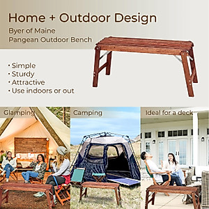 BYER OF MAINE Pangean Outdoor Wooden Bench, Foldable Bench for Indoor and Ourdoor, Home Furniture, 20 lbs - 14.5 x 40 x 18.5 Inches H