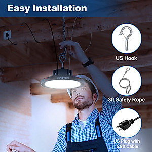 CINOTON 42W LED Barn Light Dusk to Dawn Outdoor Lighting, Black 2 Pack & 160W LED High Bay Lights