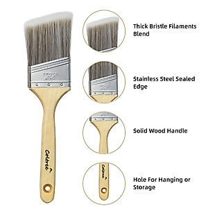 Coltree Paint Brushes Set, 5 Pcs Flat and Angle Paintbrushes for Wall and Trim, Suitable for Oil-Based Paints, Water-Based Paints, Stains, Home Improvement Paint Supplies