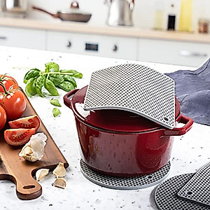 Gourmanity Cook 4 Pack, Silicone Trivet Set | Heat-Resistant Mats for Countertops | Grey Silicone Hot Pads for Kitchen | Non-Slip Silicone Trivets for Hot Pots & Pan