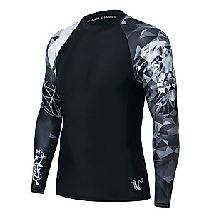 HUGE SPORTS Wildling Series UV Protection Quick Dry Compression Rash Guard (Lion,2XL)