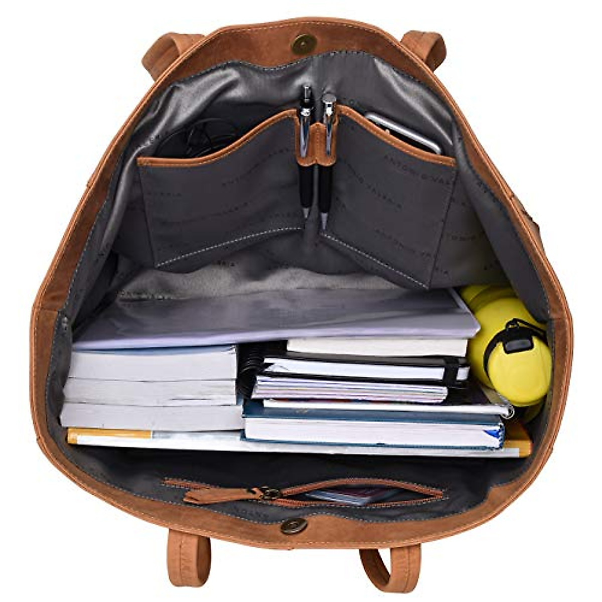 ANTONIO VALERIA Avery Cognac Leather Tote/Top Handle Shoulder Bag for Women