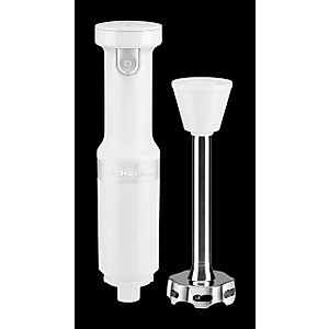 KitchenAid Cordless Variable Speed Hand Blender with Chopper and Whisk Attachment - KHBBV83, White