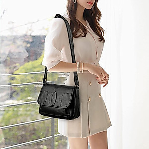 Oichy Shoulder Handbags for Women Lightweight Purses and Handbags PU Leather Crossbody Bags Fashion Messenger Bags (Black)