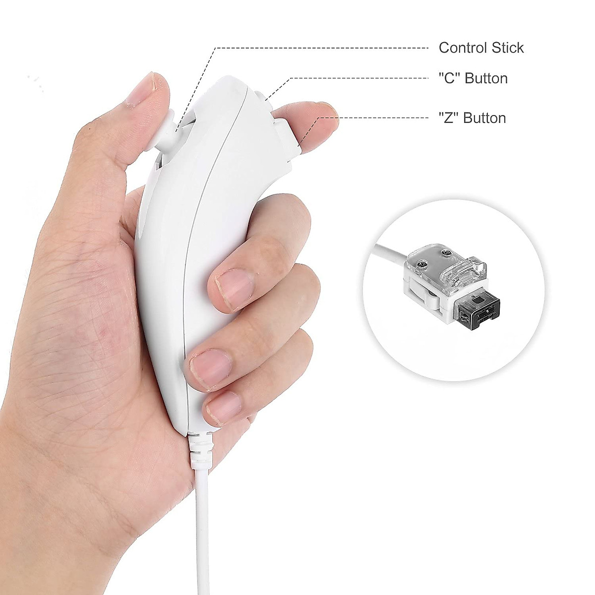 PowerLead Controller for Wii, Built-in Motion Plus Remote and Nunchuck Controller for Nintendo Wii and Wii U + Silicon Case White