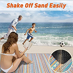 PY SUPER MODE Picnic Blankets Extra Large, Waterproof Foldable Outdoor Beach Blanket Oversized 83x79” Sandproof, 3-Layer Picnic Mat for Camping, Hiking, Travel, Park, Concerts(Orange Boho)