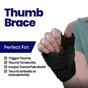 Thumb Brace with Wrist Support – Thumb Support for Tendonitis. Thumb Splint Thumb Stabilizer Brace Fits Left or Right Hands. Thumb Spica Splint Thumb and Wrist Brace or Hand Brace For Men & Women