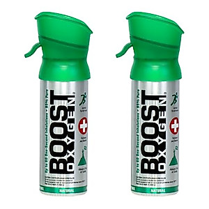 Boost Oxygen Pocket Size Natural Aroma 3 Liter Canister | Respiratory Support for Aerobic Recovery, Altitude, Performance and Health (2 Pack)
