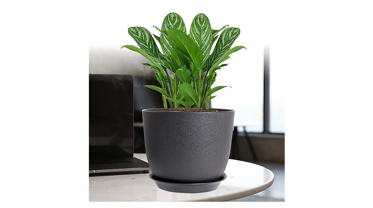 UOUZ 12/10/9 Large Modern Plant Pots, Plastic Planters with Drainage ...