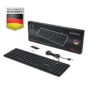 Perixx PERIBOARD-331 Wired Backlit USB Keyboard, Slim Design with Big Font Keys, White Illuminated LED, US English Layout