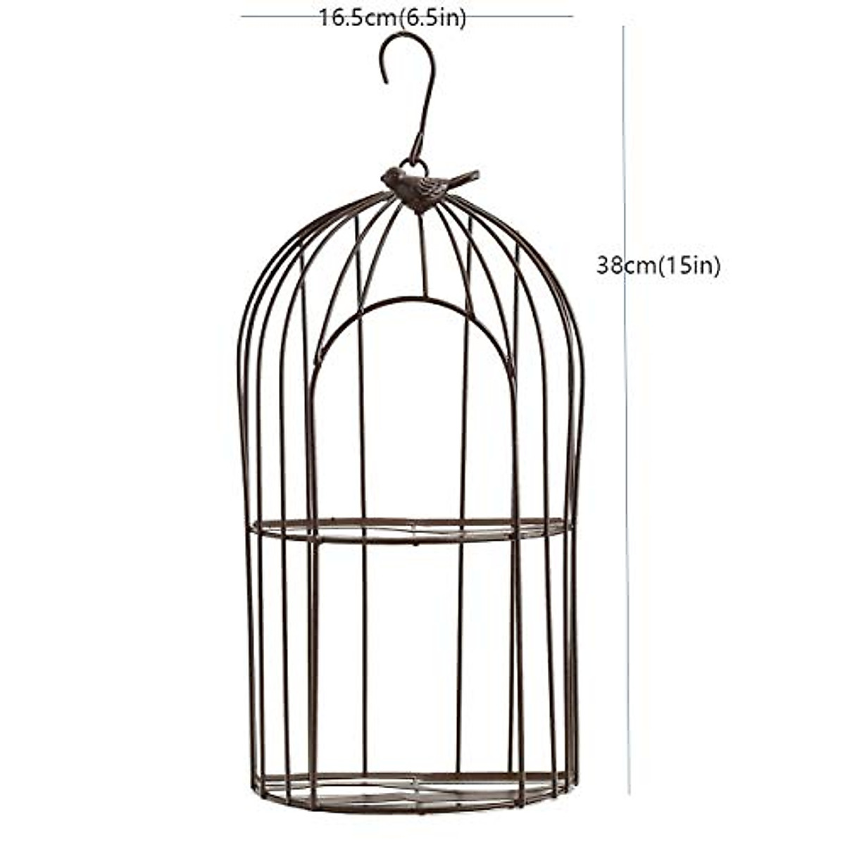 TJ Global 2-Plant Iron Birdcage Hanging Planter, Metal Wire Flower Pot Basket Wrought Iron Plant Stands for Plants, Flowers, Garden, Patio, Balcony Outdoor and Indoor Décor