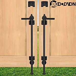 18 Inch Cane Bolt Gate Drop Rod Heavy Duty Gate Hardware, Gate Ground Latch for Wooden Fences, Metal Gates Doors Stopper for Gate Ground, Wrought Iron Gate Latches, Black Finish(1 Pack)