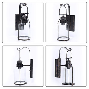 XUANIIIL Farmhouse Wall Sconces Lighting, Industrial Rustic Porch Wall Lamp Fixture with Clear Glass Shade, Exterior Retro Lantern Wall Light for Outdoor/Indoor/Bedroom