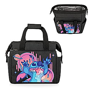 PICNIC TIME Disney Lilo & Stitch Drool On The Go Lunch Bag, Soft Cooler Lunch Box, Insulated Lunch Bag, (Black)