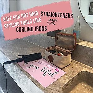 Makeup Mat for Vanity Top Protector, 24x12, Heat Resistant Vanity Mat, Vanity Organizer Mat, Vanity Desk Protector Mat, Dual-Sided, Oilproof, Dustproof, Perfect for Makeup Lover Gift, Sixteen Gifts