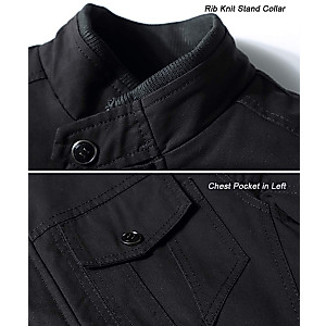 EKLENTSON Winter Jacket Men Cargo Jacket Fleece Jacket Black Jacket Men Windbreaker Thermal Jacket Men Work Jacket for Men