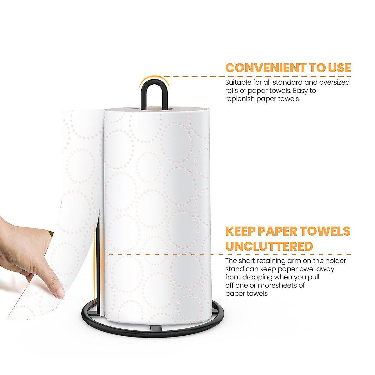 Paper Towel Holder-Black Kitchen Roll Holder for Kitchen Roll Organize