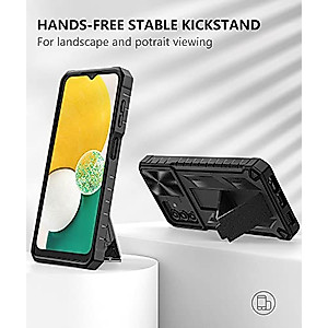 Case Designed for Samsung Galaxy A13-5G: Rugged Protective A13 4G Cell Phone Cover with Built in Kickstand & Slide - TPU Shockproof Bumper Textured Matte Case Military-Grade Drop Protection - Black