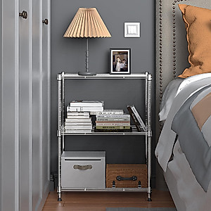 MZG 450 lbs Wire Storage Shelving 3-Tier Utility Shelving Unit Steel Organizer Wire Rack for Home,Kitchen,Office,Chrome(11.8" D x 17.7" W x 26.3" H)