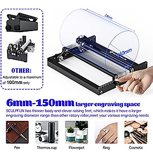 SCULPFUN Laser Rotary Roller - Plug & Play Cylindrical Engraving