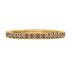 Shine Jewel Stacking Ring 0.60 Ct Champagne Diamond Eternity Raquel Band Ring 925 Sterling Silver Wedding Ring (Yellow Gold Silver Plated, 6)