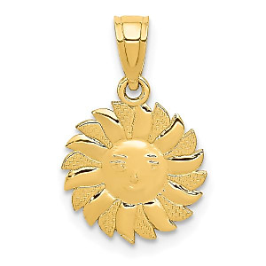 IceCarats 14K Yellow Gold Sun Face Necklace Charm Pendant Only