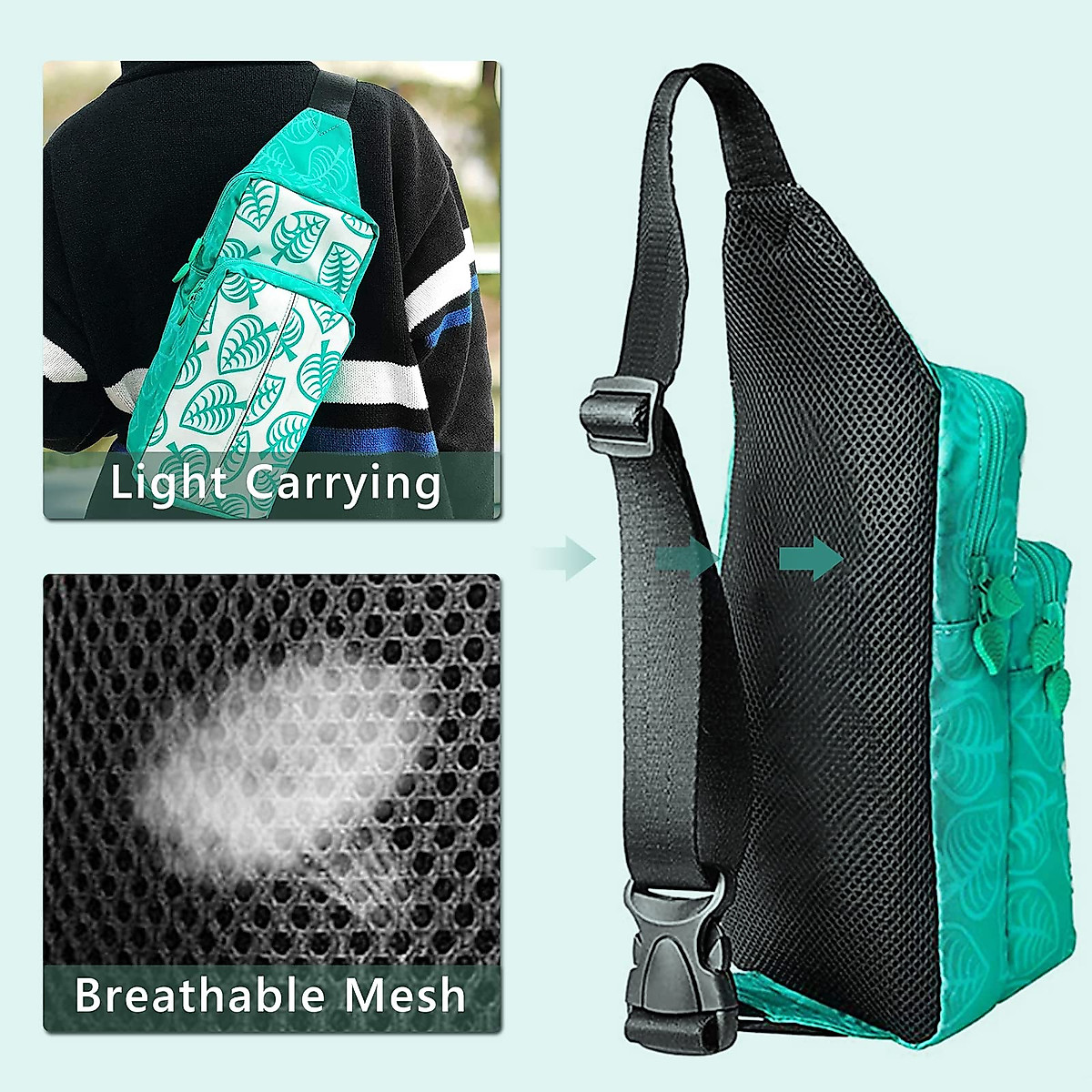 WapoRich Nintendo Switch Bag for Nintendo Switch/Lite/OLED/Console/Dock/Joy-Cons&Accessories Storage Nylon Shoulder Chest Crossbody Side Sling Backpack-IP65 Waterproof